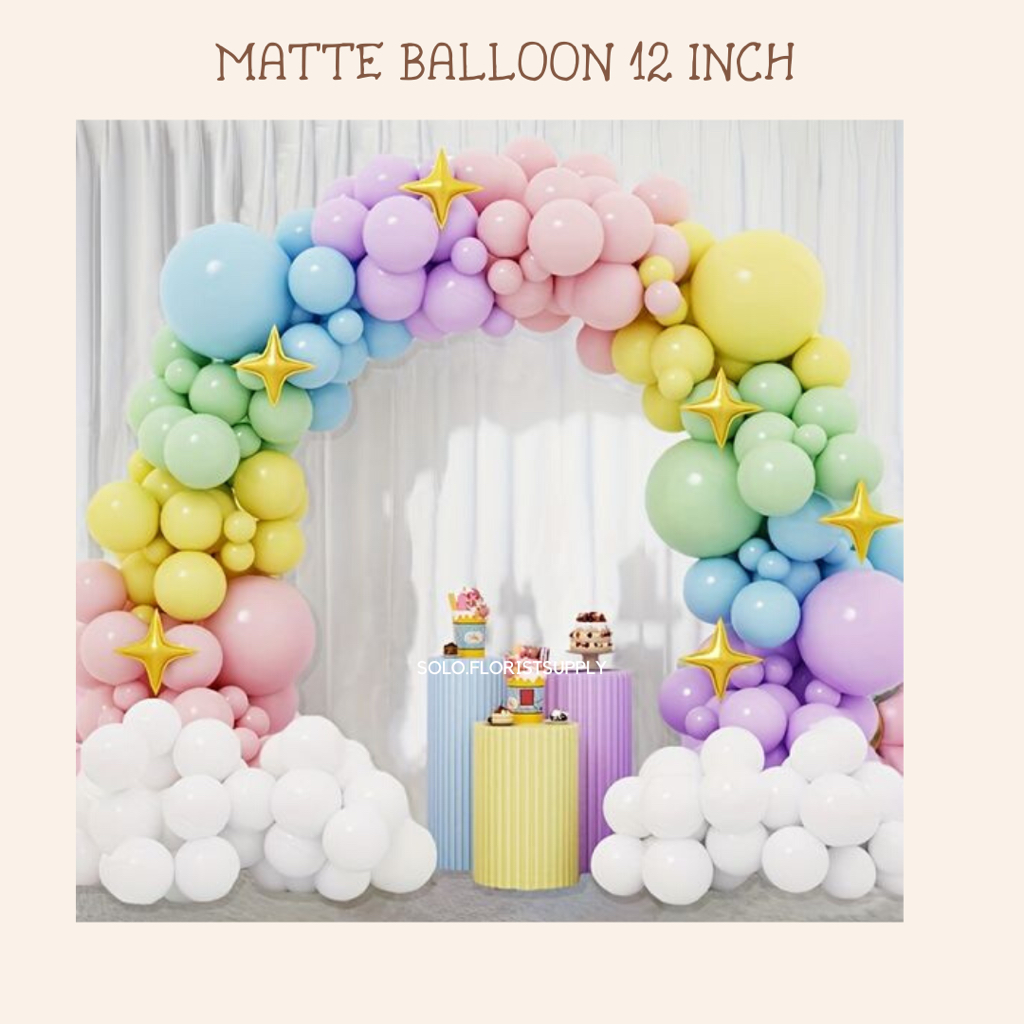 Jual 1PACK 100PCS 12" BALON LATEX MATTE PASTEL 12 INCH PACK ISI 100 Pcs ...