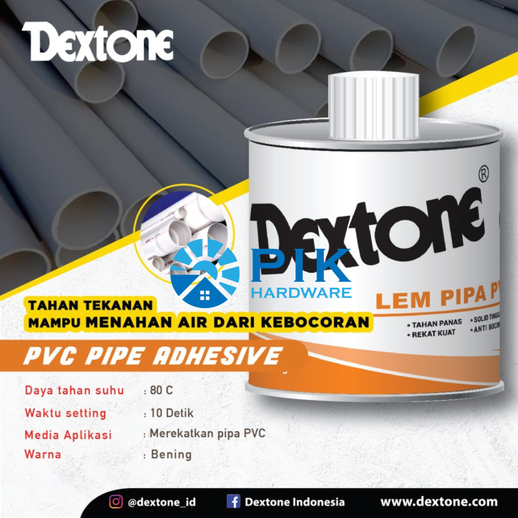 Jual LEM PIPA PVC KALENG DEXTONE 400gr | LEM PRALON / PARALON 400 Gram ...