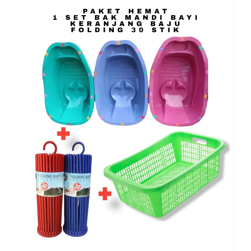 Jual PAKET HEMAT SATU SET BAK MANDI BAYI/BALITA + KERANJANG BAJU ...