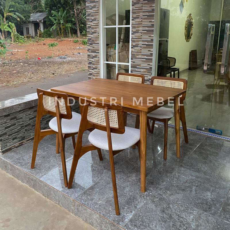 Jual Link Paket Pesanan Set Meja Makan Jati Minimalis Modern Mix Rotan ...