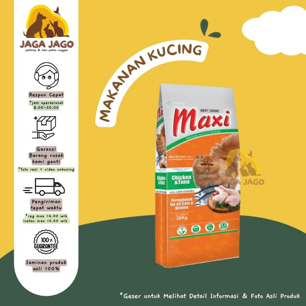 Jual MAXI MAKANAN KUCING 1KG - Makanan Kucing Dewasa Maxi - Dry Food ...