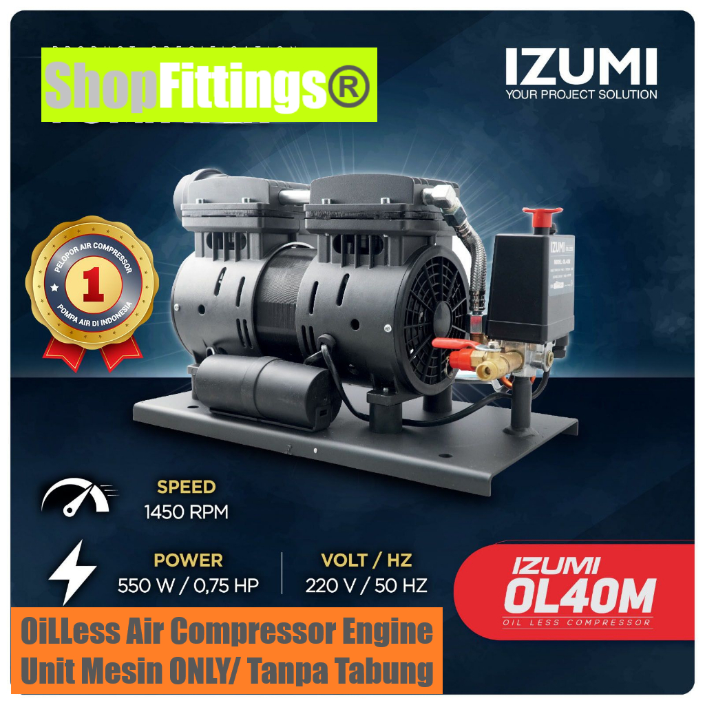 Jual Mesin Kompresor Angin Tanpa Oli OilLess Air Compressor Quiet ...