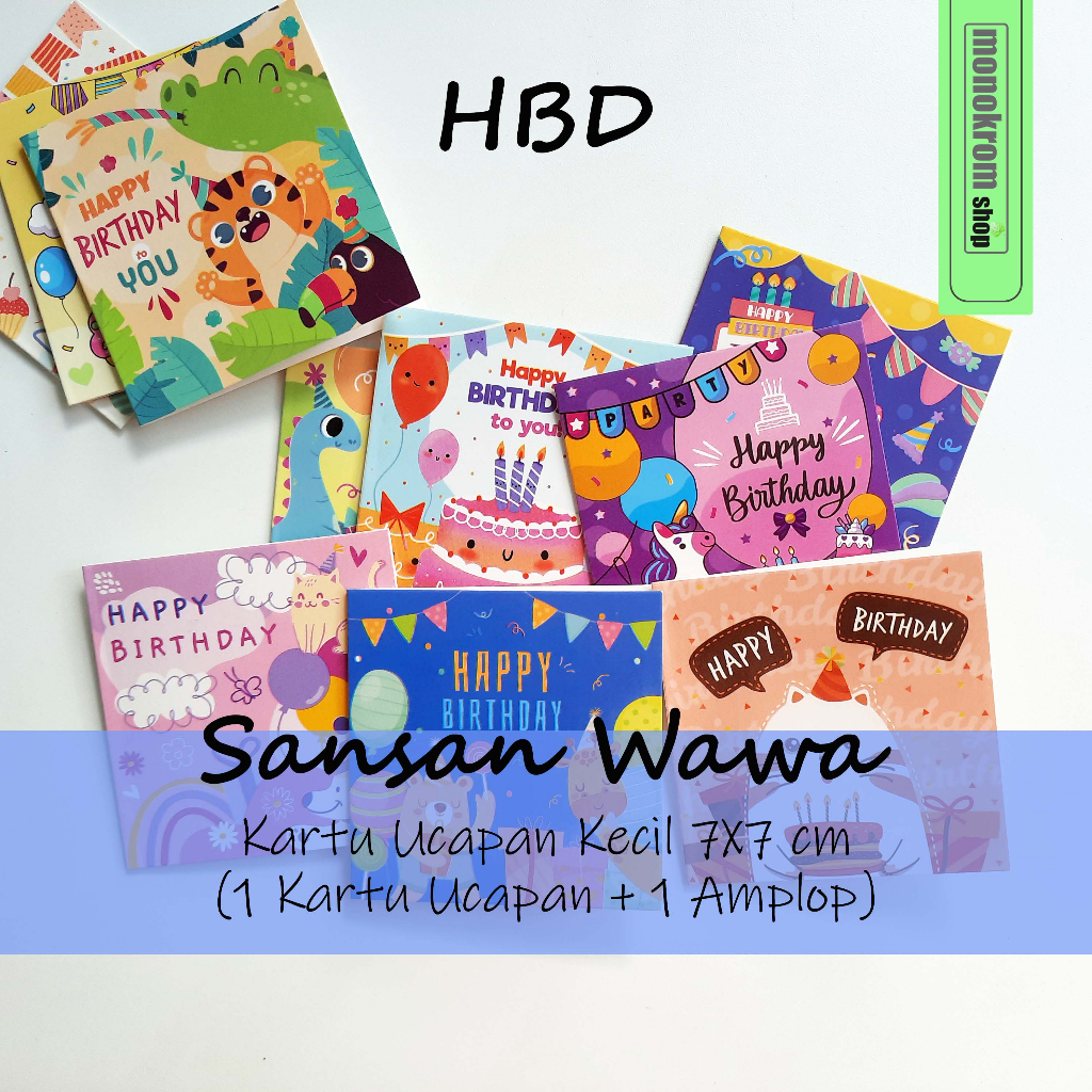 Jual Kartu Ucapan Kecil Sansan Wawa Happy Birthday HBD Seri 2 - Greeting Card Gift | Shopee ...