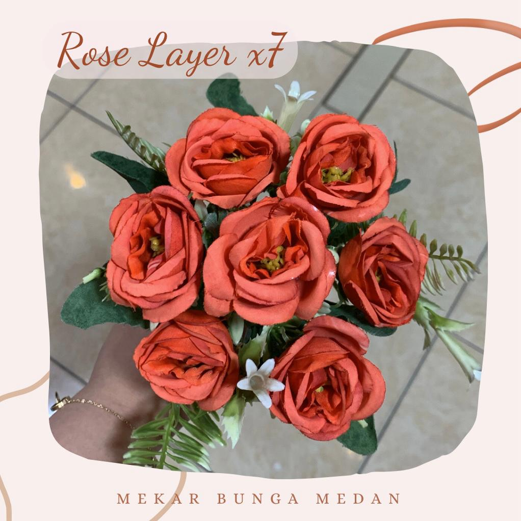Jual SALE (M 61-R293) Bunga Artifisial Autumn Layer Rose x 7 Kepala ...