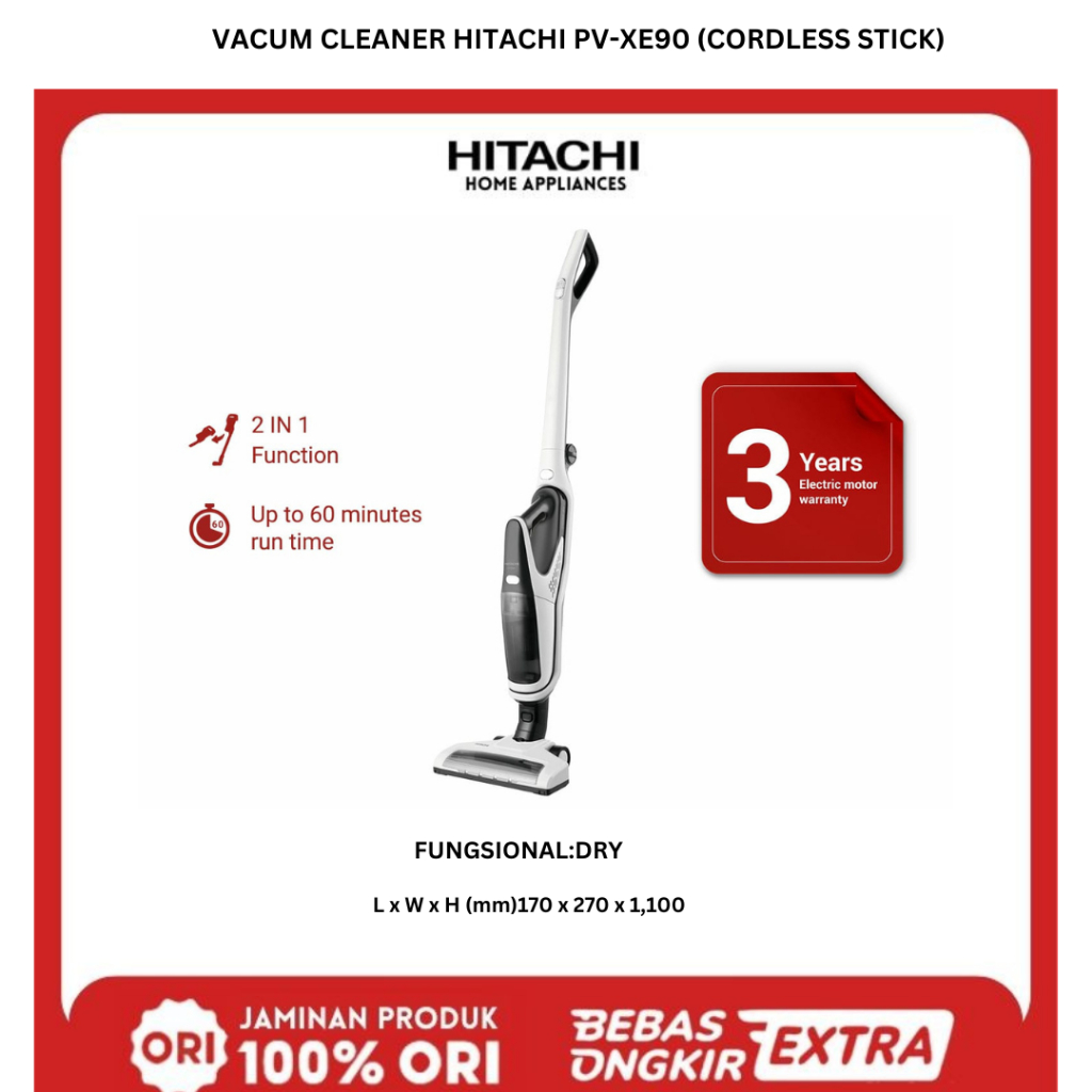 Jual Hitachi Vacum Cleaner Tipe Stick PV-XE90 | Shopee Indonesia