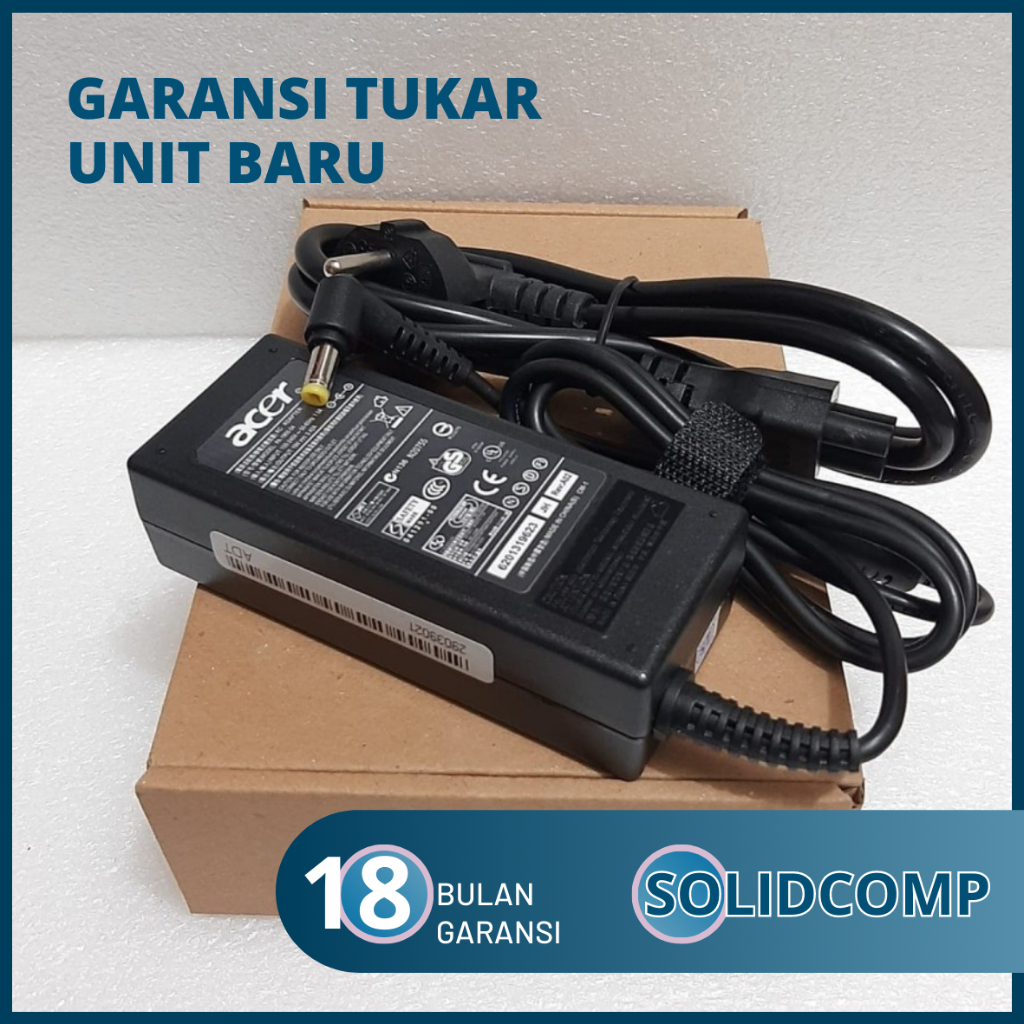 Jual Adaptor Charger Laptop Acer Original 19V 3.42A Free Kabel Power ...