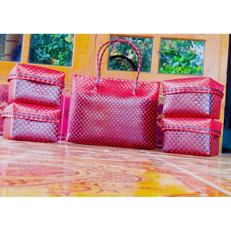 Jual Set Tas Keben BALI isi 4/ Tas set Keben bahan DECOUPAGE plastik ...