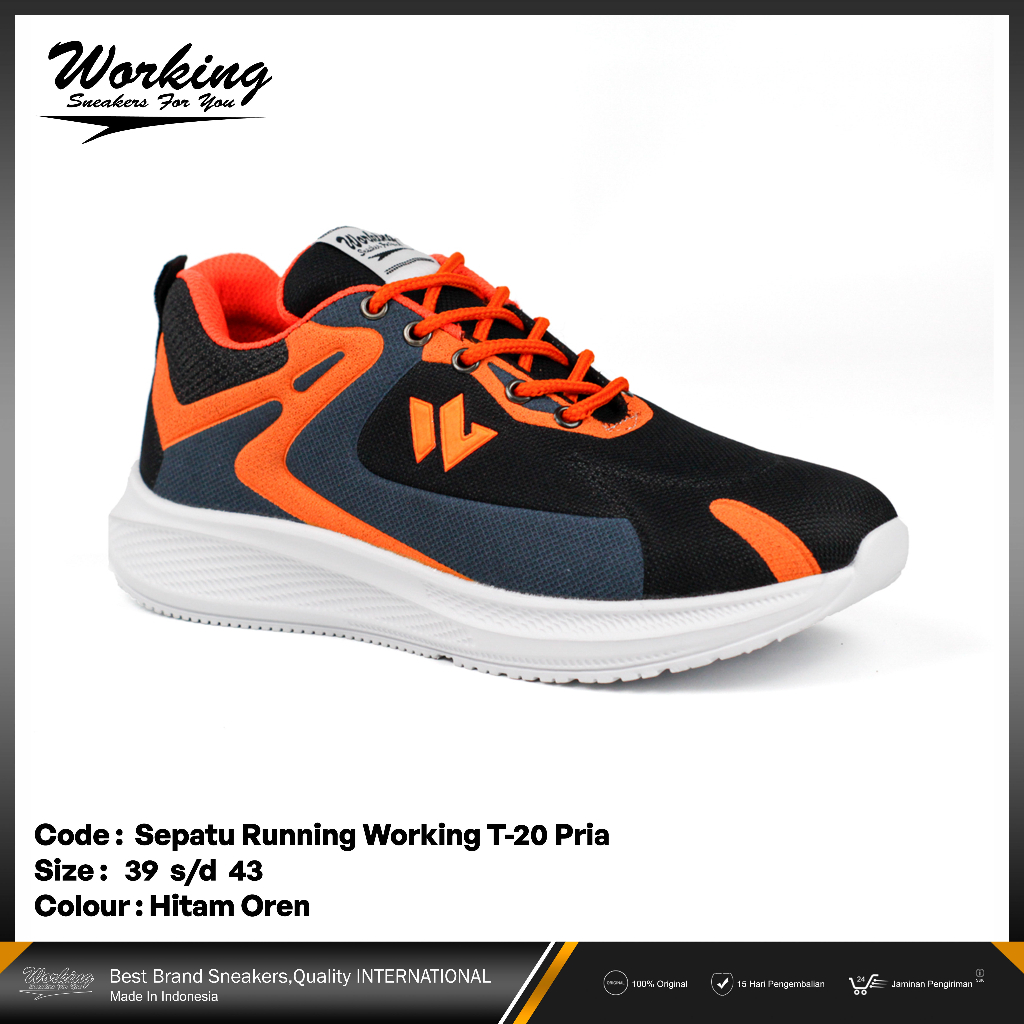 Jual Sepatu Running Pria Working T-20 Sepatu Olahraga Gym Sol Ringan ...