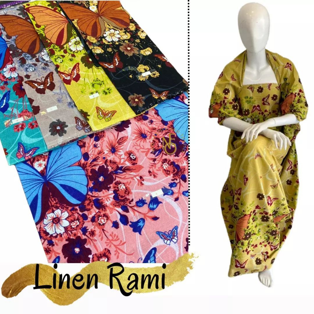Jual KAIN LINEN/KATUN RAMI MOTIF KUPU 3004 58" (Harga Per 0,5 Meter ...
