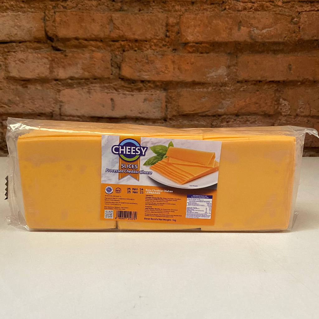 Jual CHEESY SLICE RED Cheddar Cheese 1 KG 84 Slice Keju Orange Colour ...