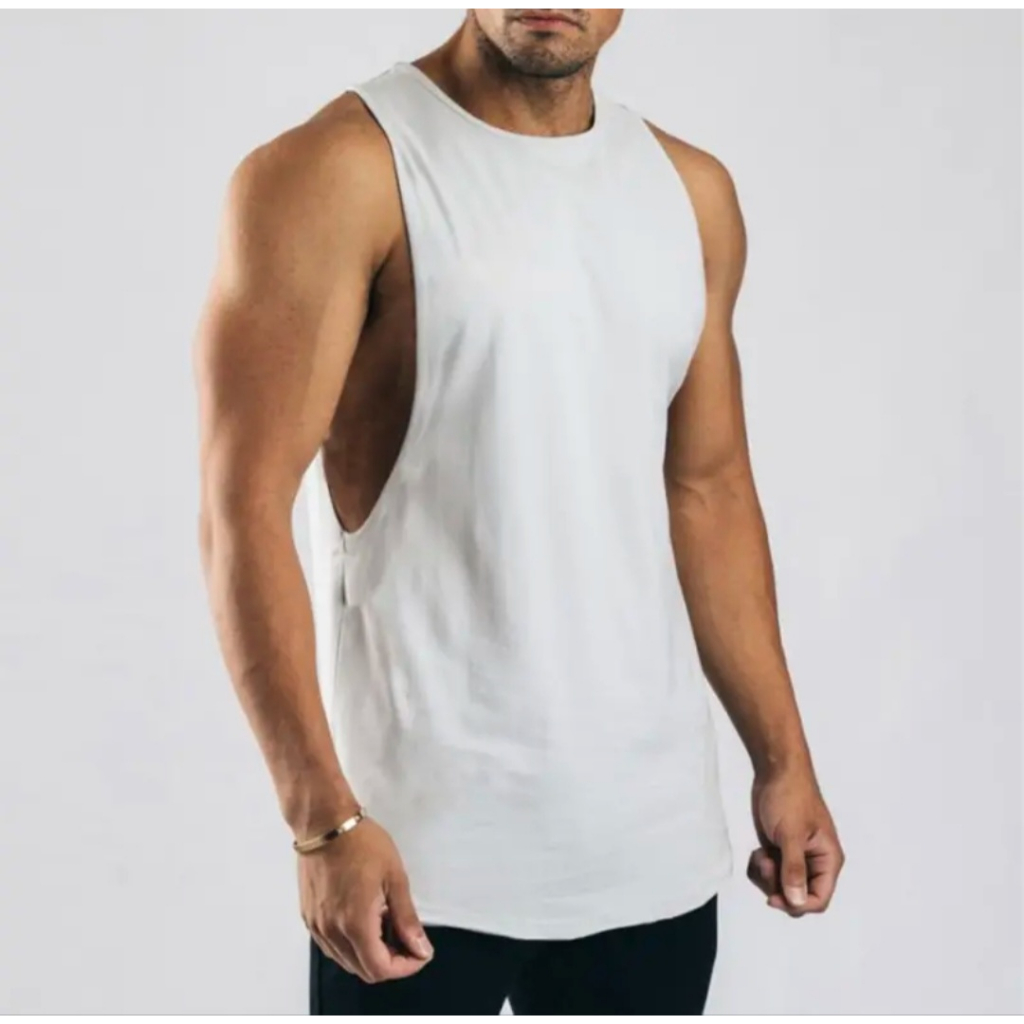 Jual SINGLET POLOS PRIA LOW CUT ATAU SINGLET GYM OVER SIZE | Shopee ...