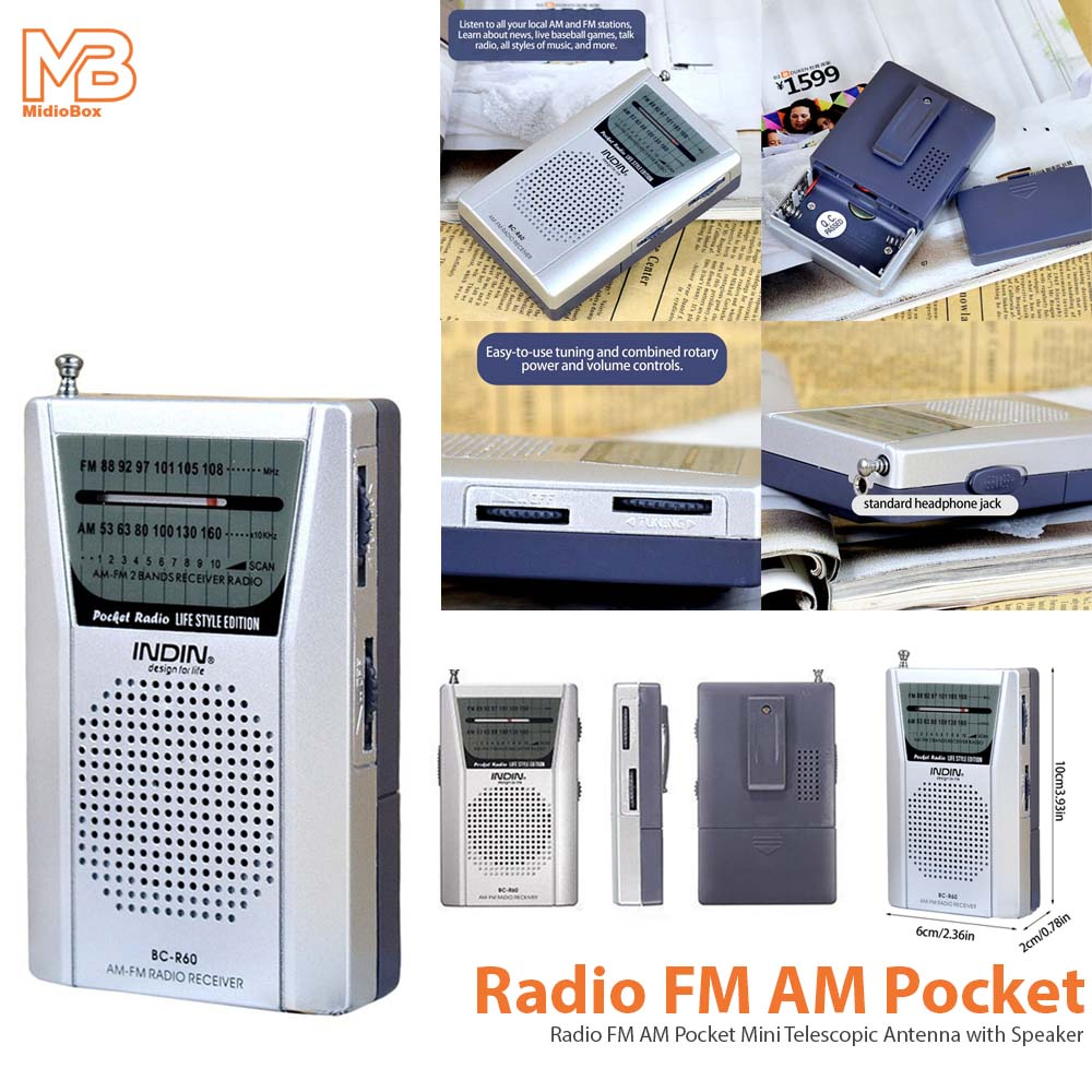 Jual Radio FM AM Pocket Mini Telescopic Antenna with Speaker | Shopee ...