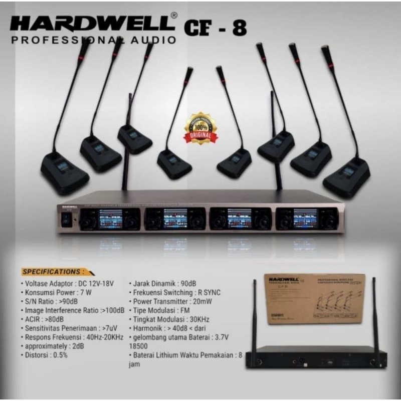 Jual Mic Wireless Meja Podium Conference Hardwell CF8 CF 8 CF-2 Gooseneck Original TERBAIK ...