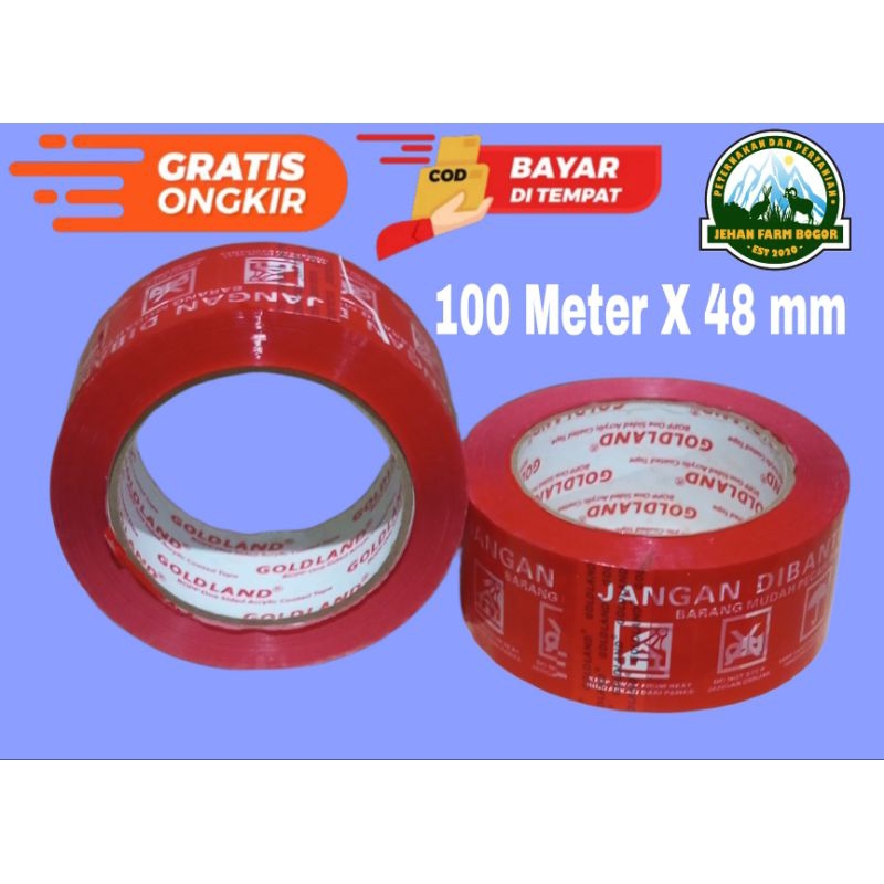 Jual Lakban fragile merah 48 mm x 100 meter full | Shopee Indonesia