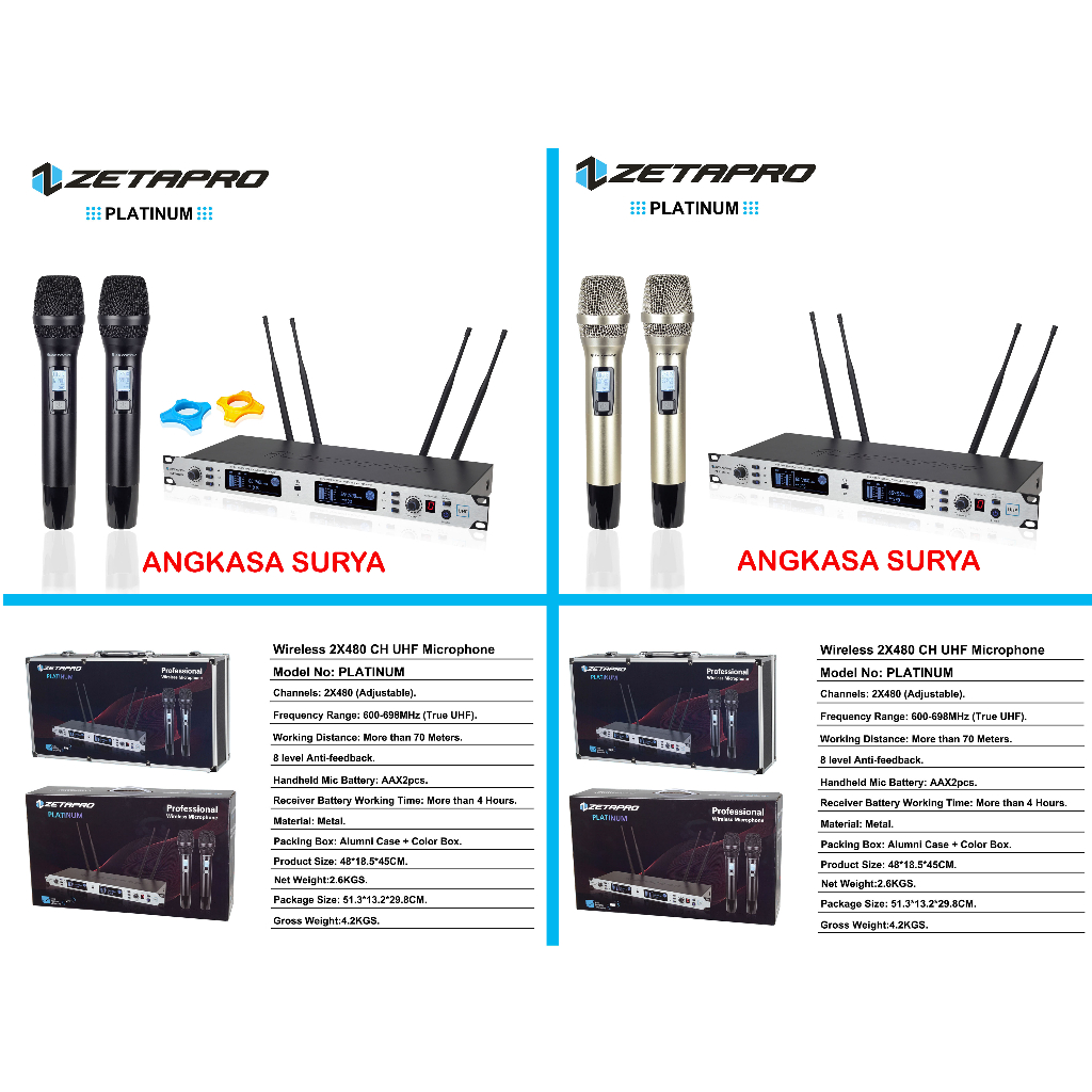 Jual Mic Wireless ZETAPRO PLATINUM ORIGINAL 2 Handle Free Hardcase ...