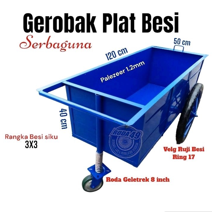 Jual Gerobak Dorong Serbaguna Plat Besi ukuran 120x50x40 | Shopee Indonesia