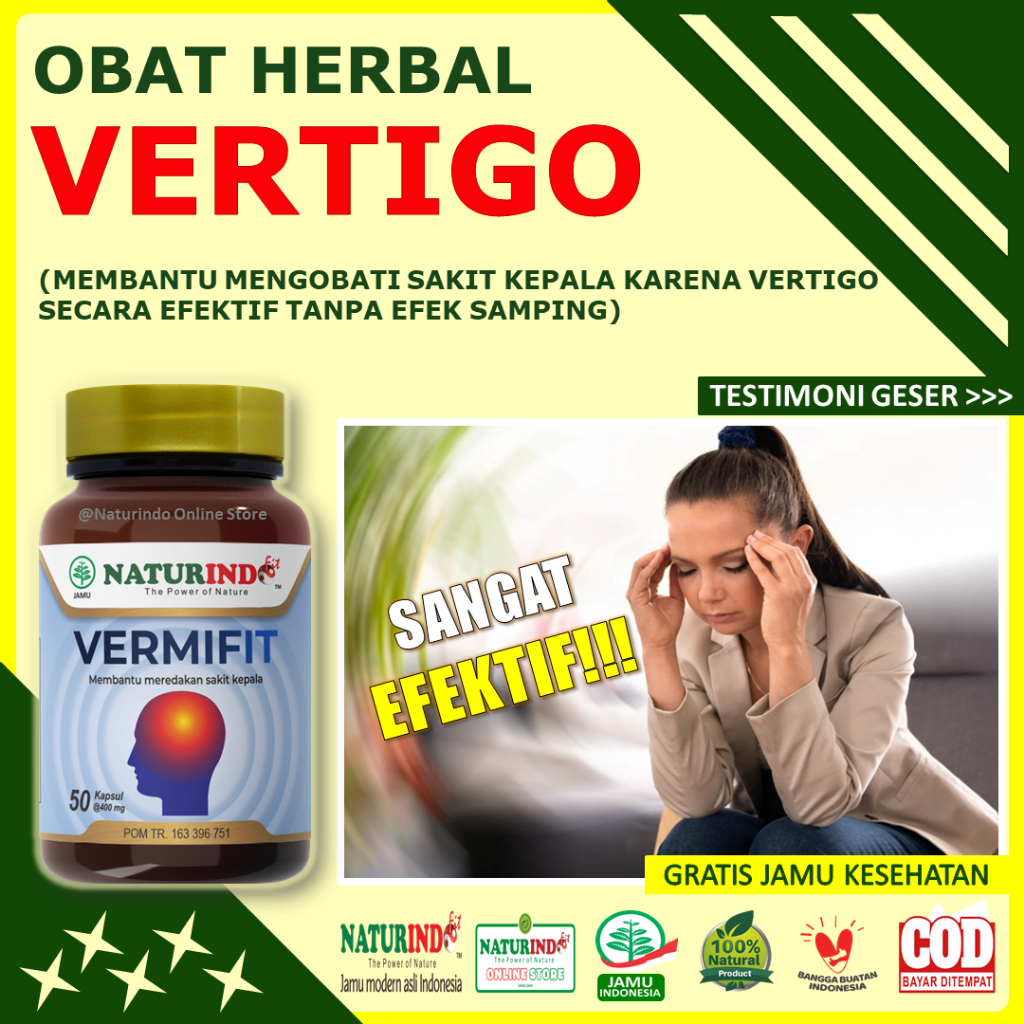 Jual Obat Vertigo Sakit Kepala Pusing Migrain Special Herbal VERMIFIT ...