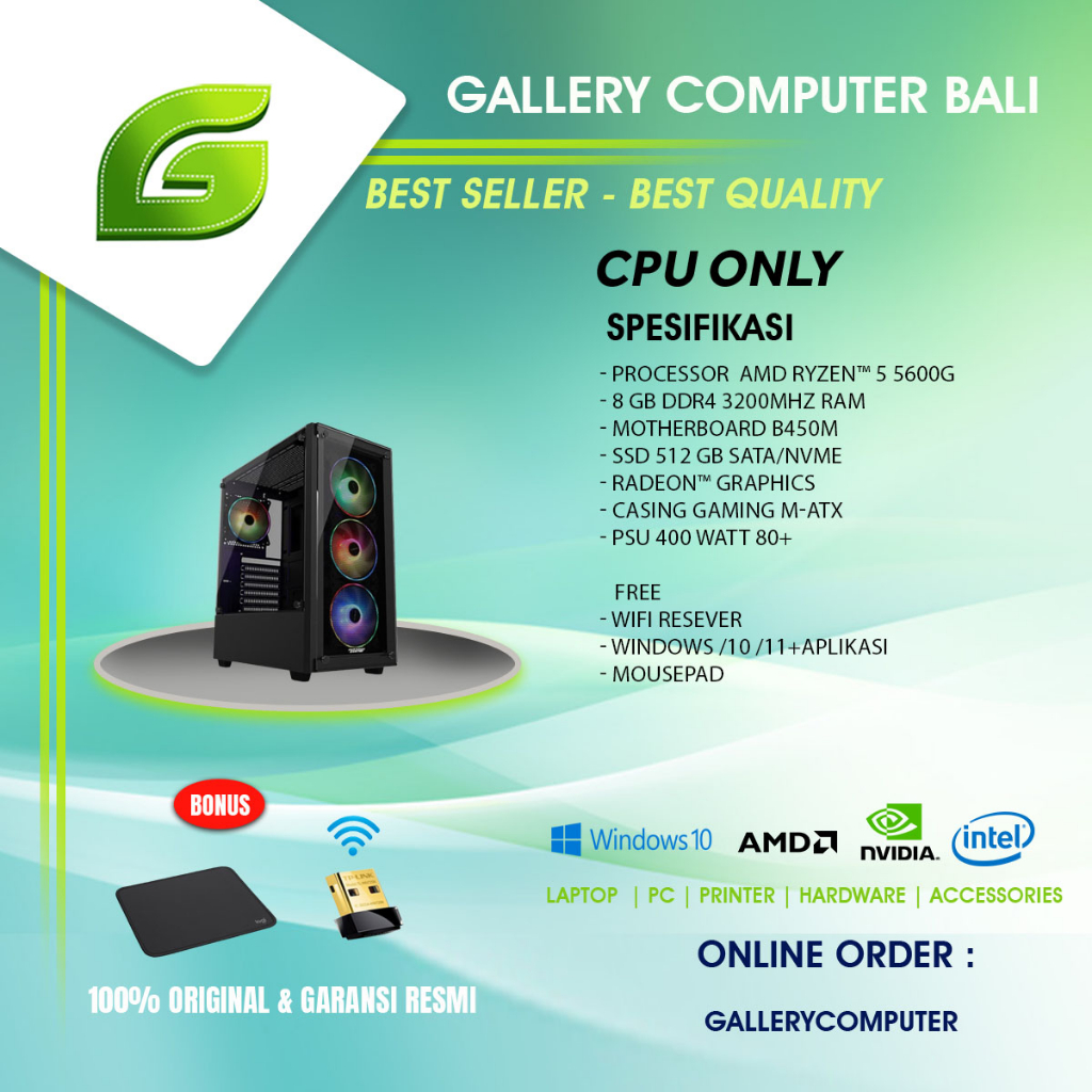 Jual ( cpu only ) komputer pc rakitan ryzen 5 5600G | Shopee Indonesia