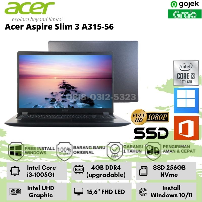 Jual Acer Aspire 3 A315-56-35HB Intel Core i3-1005G1 - RAM 4GB - SSD 256GB - 15,6" FHD - Black ...