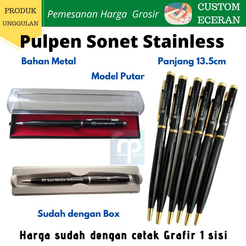 Jual PULPEN CUSTOM GROSIR Pulpen Steinlees Metal dengan Kotak box ...