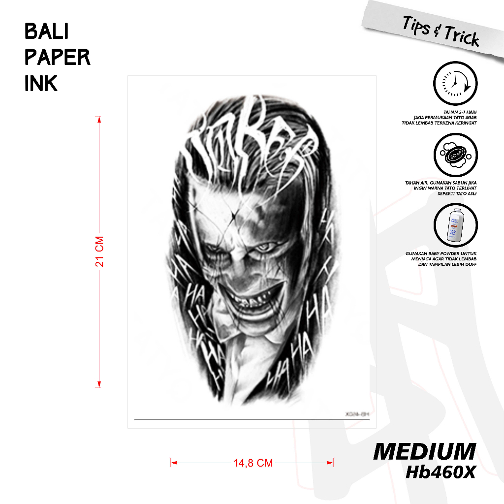 Jual Bali Paper Ink HB460X Joker Tatto Temporary Basic Tato Temporer ...