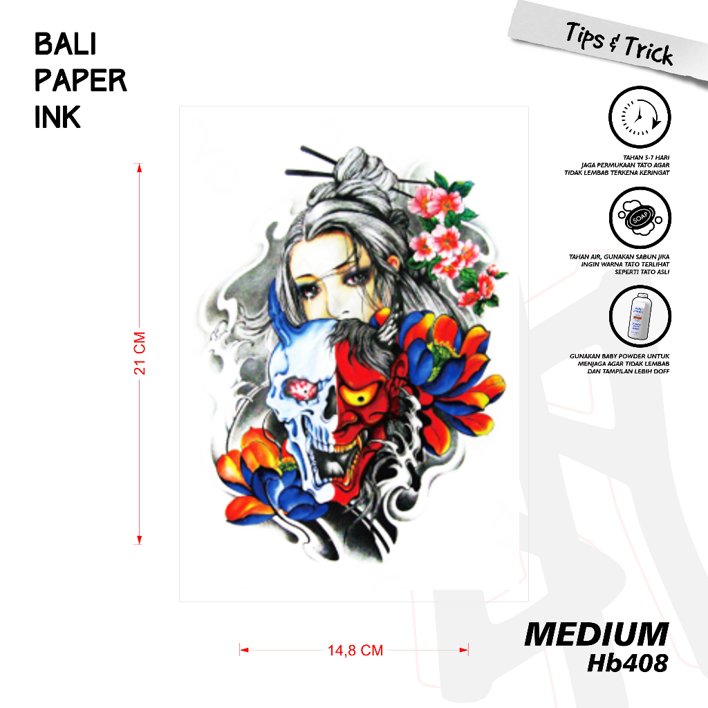 Jual Bali Paper Ink HB408 Geisha Tatto Temporary Basic Tato Temporer ...