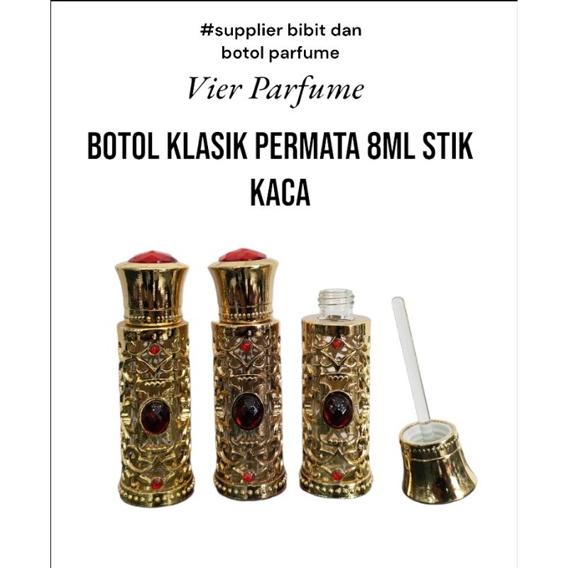 Jual BOTOL KLASIK PERMATA 8ML GOLD STICK KACA. BOTOL EXCLUSIVE. BOTOL ...