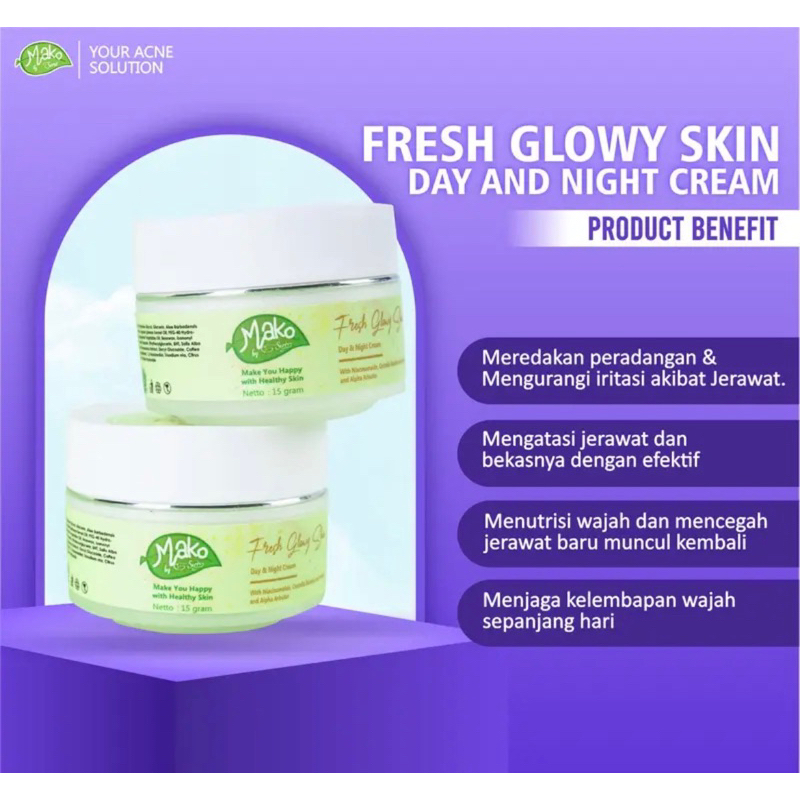 Jual moisturizer fresh and glowy Skin day & Night cream mako by series ...