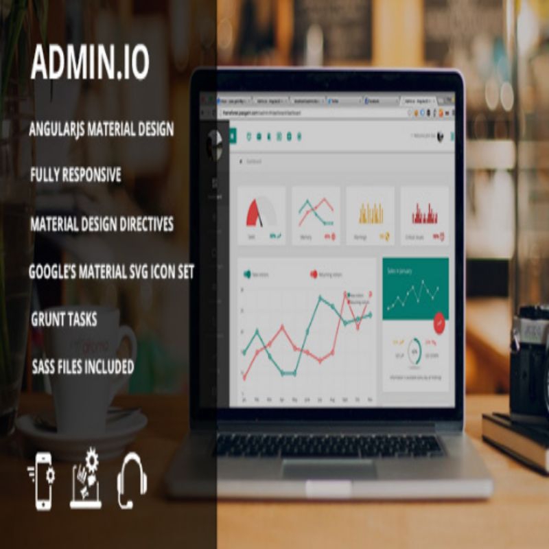 Jual Admin.io - Responsive Material Design Admin | Shopee Indonesia