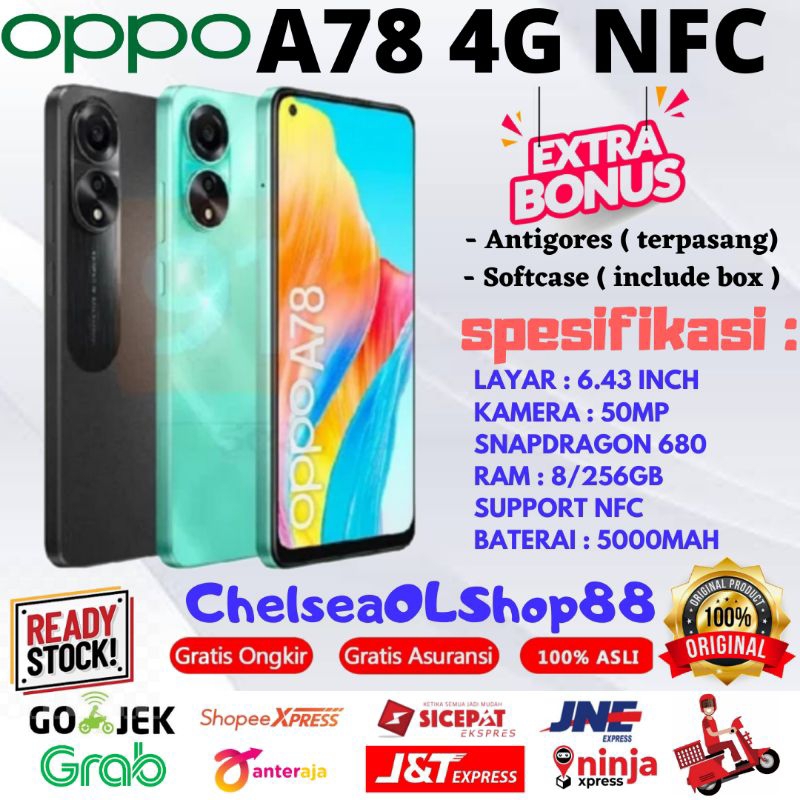 Jual OPPO A78 NFC RAM 8/256GB GARANSI RESMI OPPO INDONESIA | Shopee ...