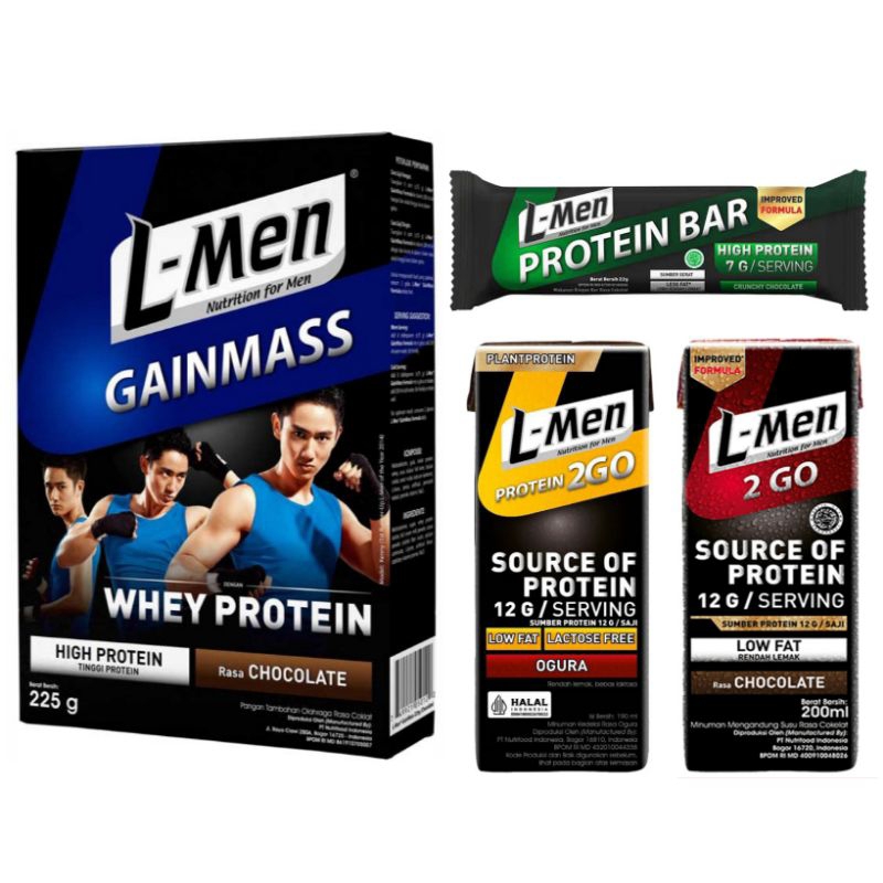 Jual L-Men Gainmass whey protein susu Chocolate L Men Lmen protein bar ...