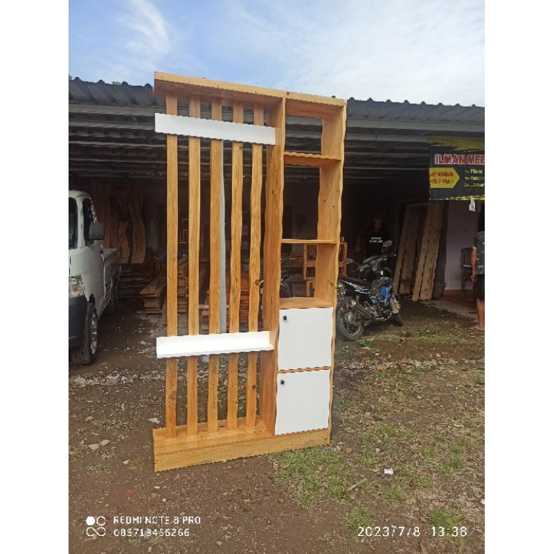 Jual partisi minimalis rak terbuka kayu solid | Shopee Indonesia