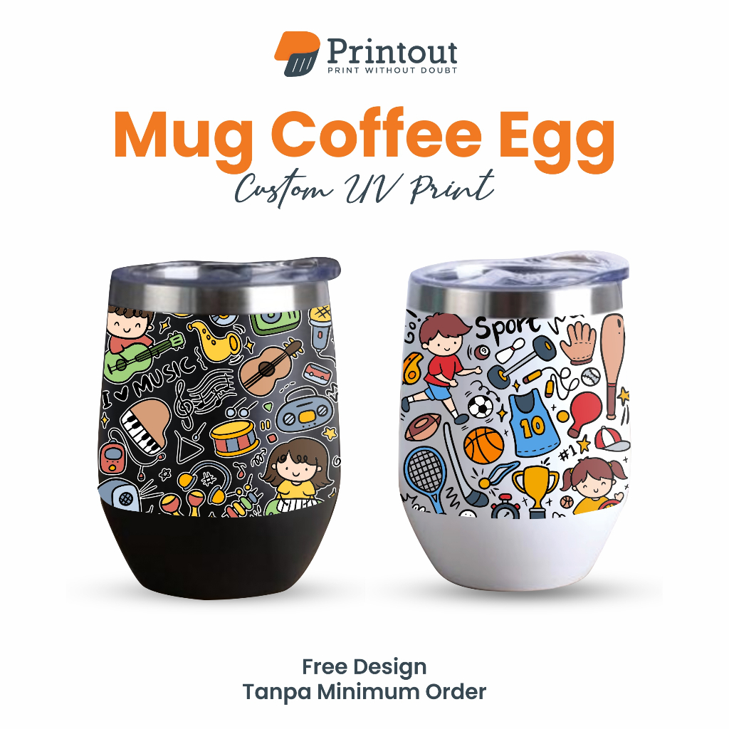 Jual PRINTOUT Custom Mug Egg Shaped Gelas Kopi Cangkir Teh Tahan Panas ...