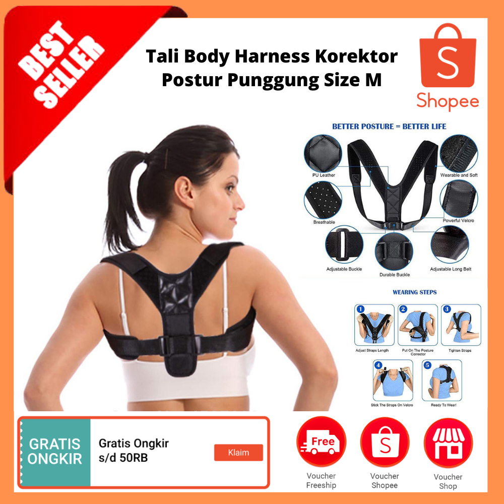 Jual Tali Body Harness Korektor Postur Punggung Size M / Penyangga ...