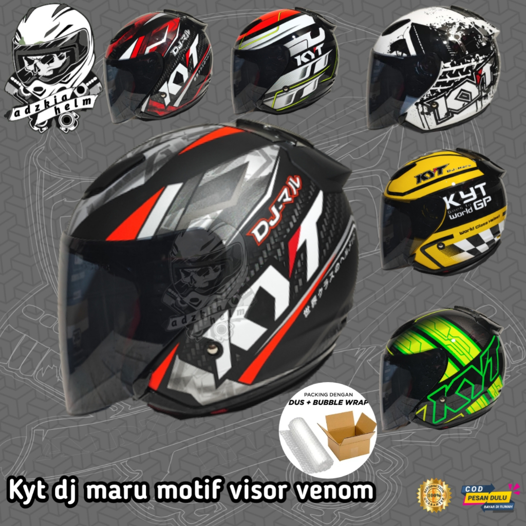 Jual HELM KYT DJ MARU MOTIF KACA FLAT SMOKE | HALF FACE | SIZE JUMBO XXL | Shopee Indonesia
