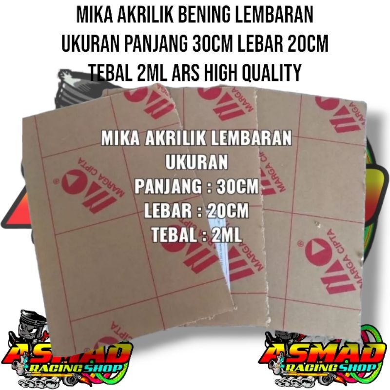Jual Mika Akrilik Bening Lembaran Ukuran Panjang 30cm lebar 20cm Tebal 2ml ARS High Quality ...