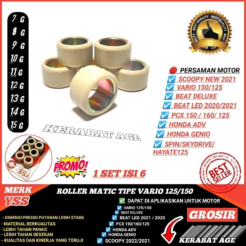 Jual ROLLER ROLER LOLER ( Y125 ) VARIO 125 VARIO 150 GENIO BEAT DELUXE LED SCOOPY 2021 PCX 150 9 ...