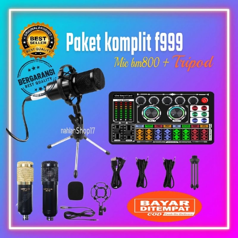 Jual PAKET LENGKAP SOUNDCARD F999 FULL SET BM 800 WITH TRIPOD MINI ...