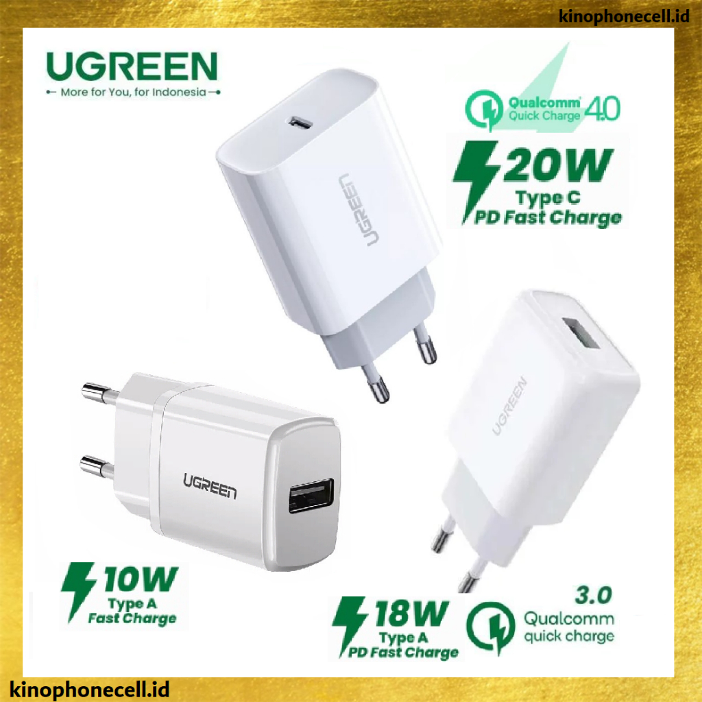 Jual UGREEN CHARGER ORIGINAL SUPORT lPH 20W 18W 10W ADAPTOR PD USB & TYPE C | Shopee Indonesia