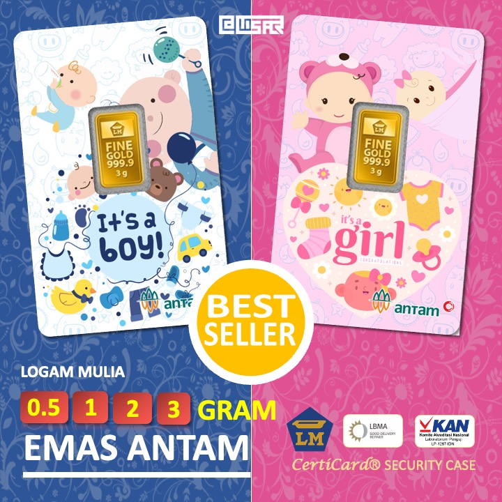 Jual LM Logam Mulia Emas Antam 0.5 gr 1 gr 2 gr 3 gr gram Kado Bayi ...