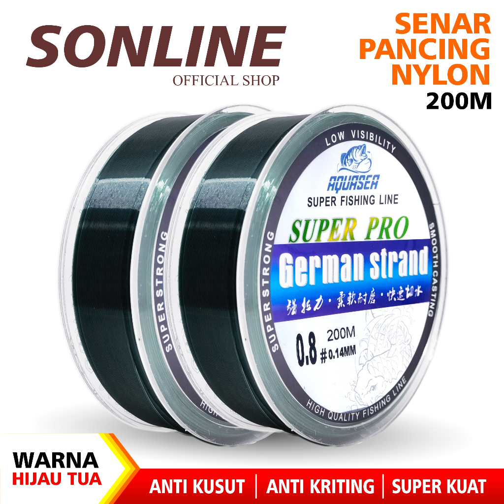 Jual SONLINE Tali Pancing Germany Warna Hijau Tua 200m Senar Pancing ...