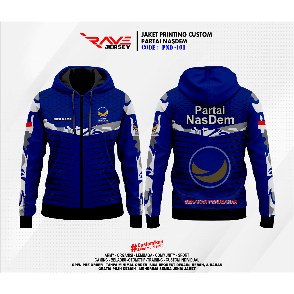 Jual JAKET PARTAI NASDEM SESI 3 FULL PRINTING SUBLIMATION CUSTOM ...