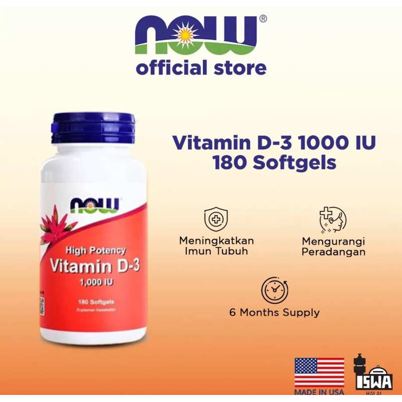 Jual Now vitamin D-3 1000 IU 180 softgels | Shopee Indonesia