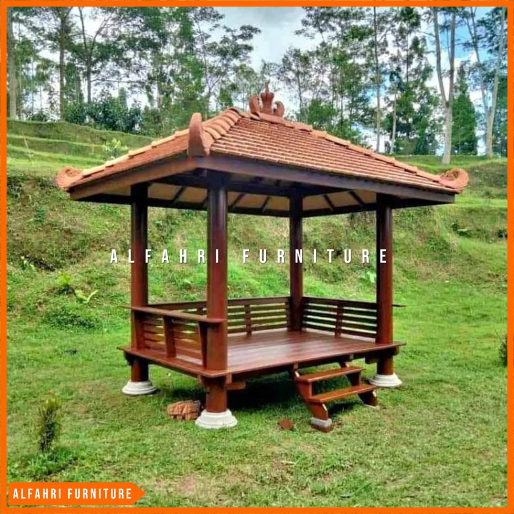 Jual Gazebo Kayu Taman Minimalis 3x3 Meter | Saung Gasebo Rumah Modern ...