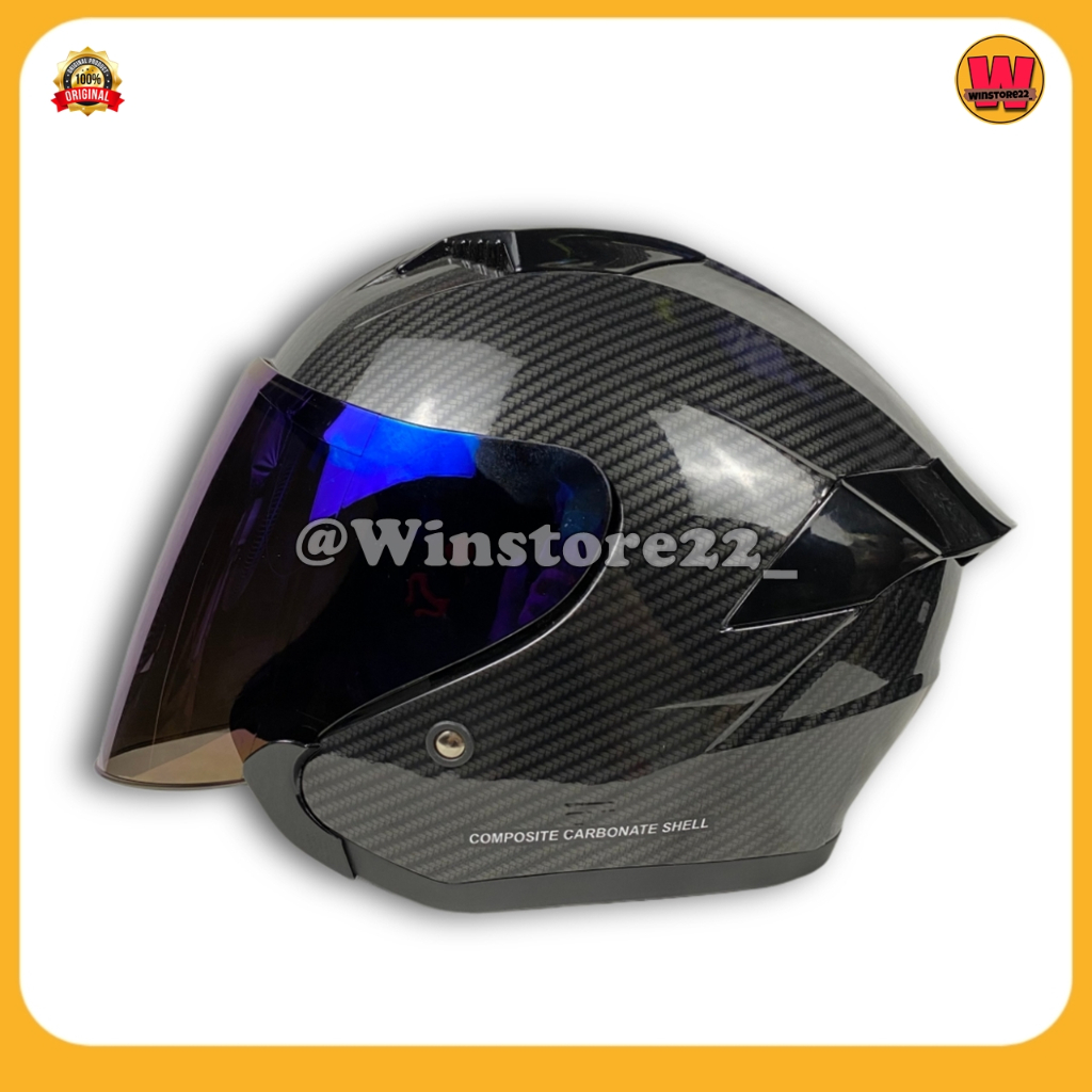 Jual Helmets Sepeda Motor Half Face Gift Sargon Carbone Forget Series ...