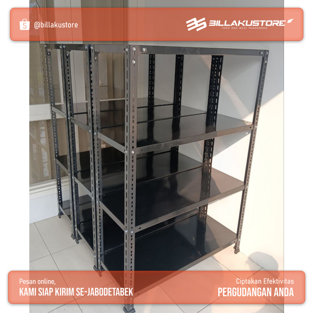 Jual Rak besi 4 susun ukuran 100x40x150 cm rak besi siku lubang rak ...