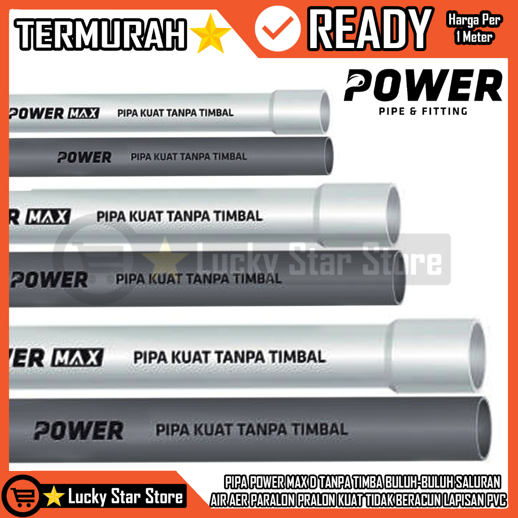 Jual PIPA PVC POWER MAX D TANPA NON TIMBAL PUTIH ABU – ABU POLOS BULUH-BULUH SALURAN PENYALURAN ...