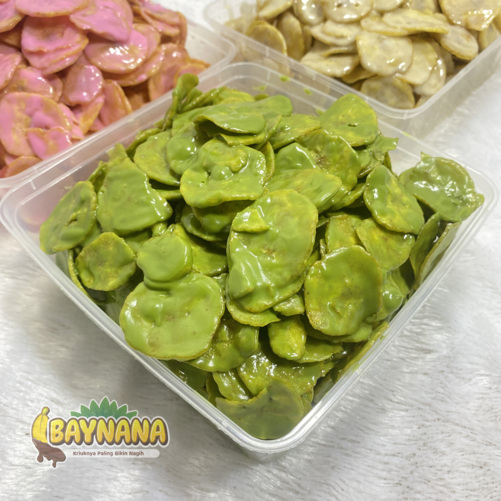 Jual BAYNANA - Matcha Greentea 500gr 250gr 170gr Keripik Pisang Lumer ...