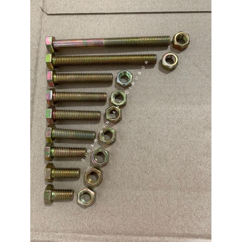 Jual Baut Mur Kuning M8 x 40 / BMK M8x40 / 8x40 / Hex / Baut Kunci 12 | Shopee Indonesia