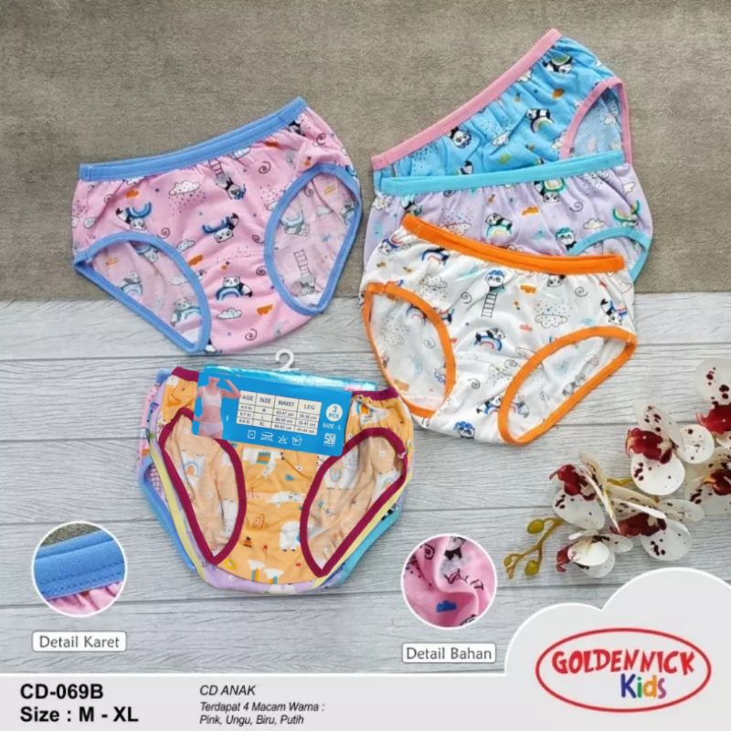 Jual 6pc- CD anak golden nick warna ful print 094 bahan cotton / CD golden nick anak / CD gn ...